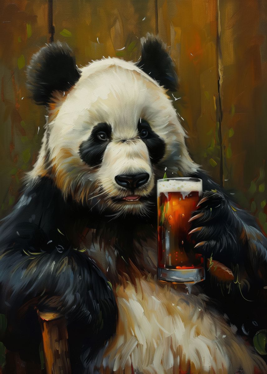 'Beer Drinking Panda' Poster, picture, metal print, paint by Frank ...