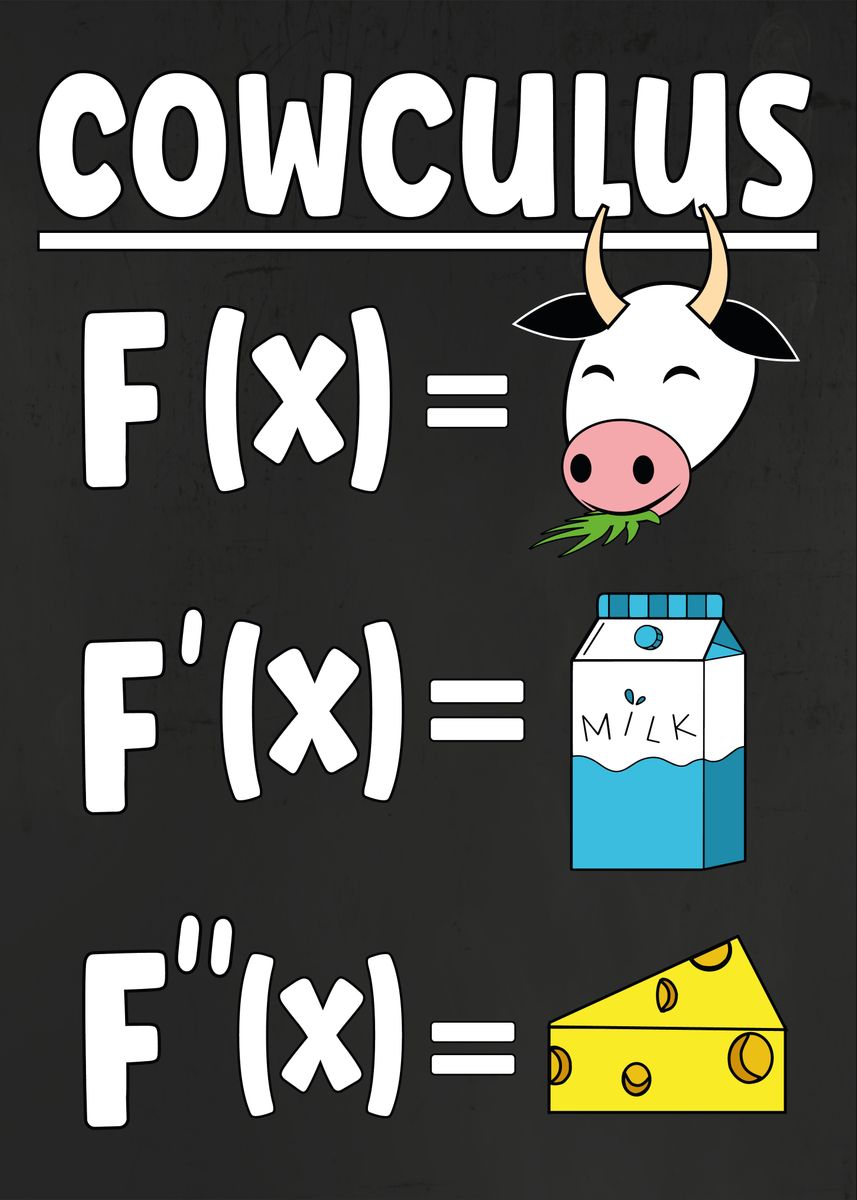 'Cowculus Math Pun' Poster, picture, metal print, paint by 99BABI ...