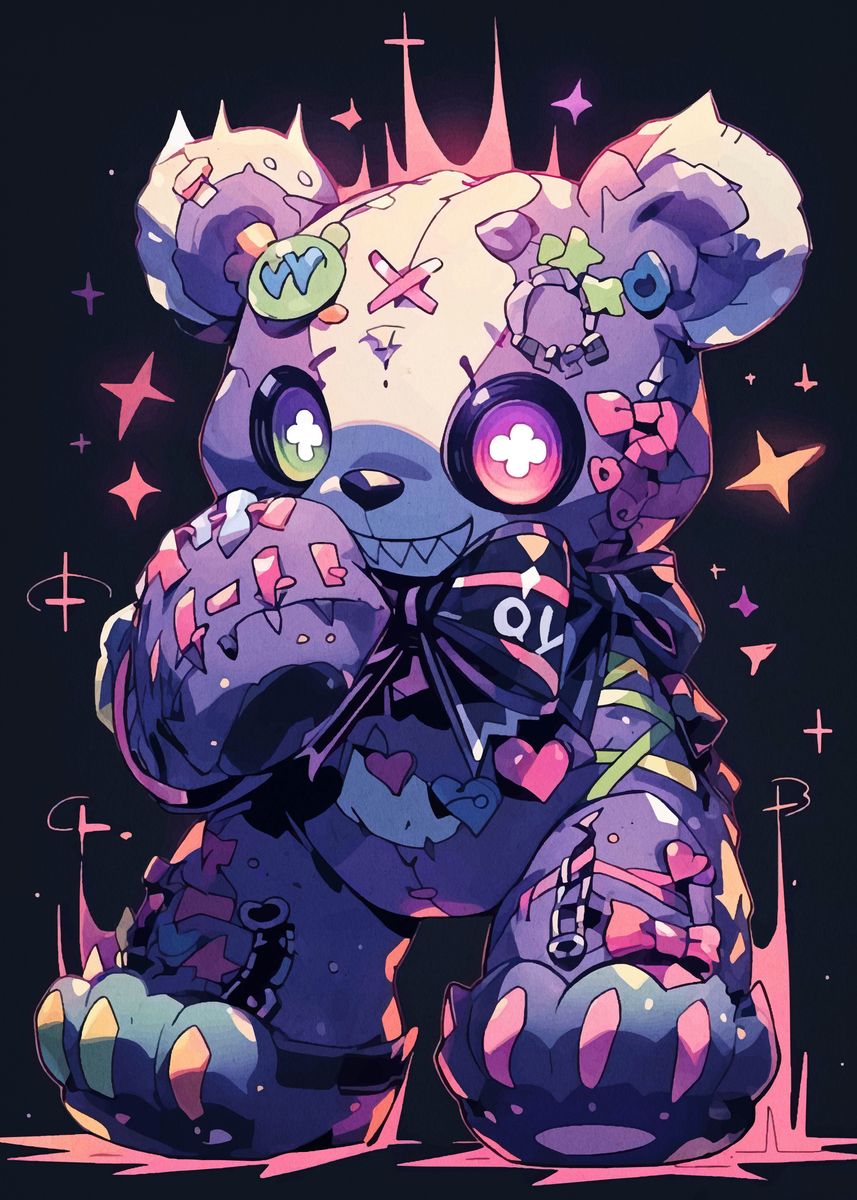 'Cyberpunk Teddy Bear' Poster, picture, metal print, paint by Rooney ...