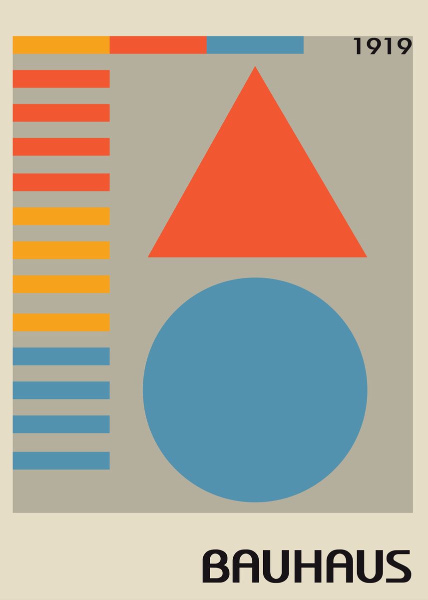 'Bauhaus Geometric Art Print 1919' Poster, picture, metal print, paint by ScandinavianLionDesign ...