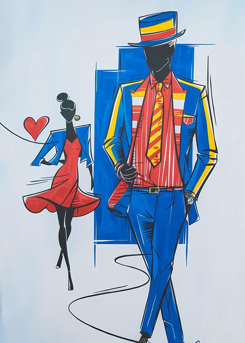 'Fashion Illustration Couple' Poster, picture, metal print, paint by ...