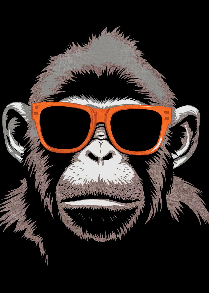 'Cool Monkey Sunglasses' Poster, picture, metal print, paint by | Displate