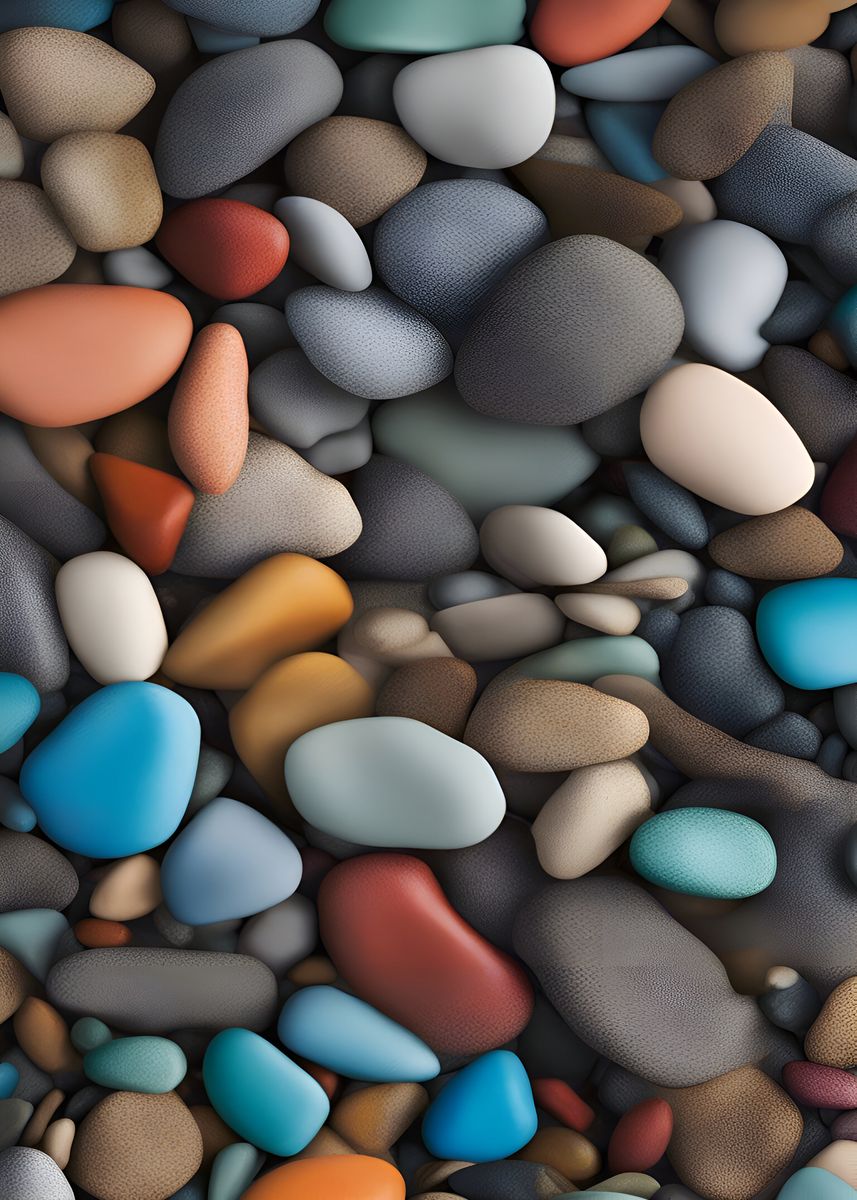 'Colorful pebbles ' Poster, picture, metal print, paint by biliacci ...