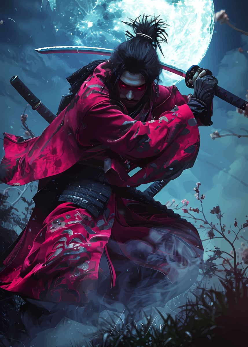 'Red Eyes Samurai Warrior ' Poster, picture, metal print, paint by Best ...