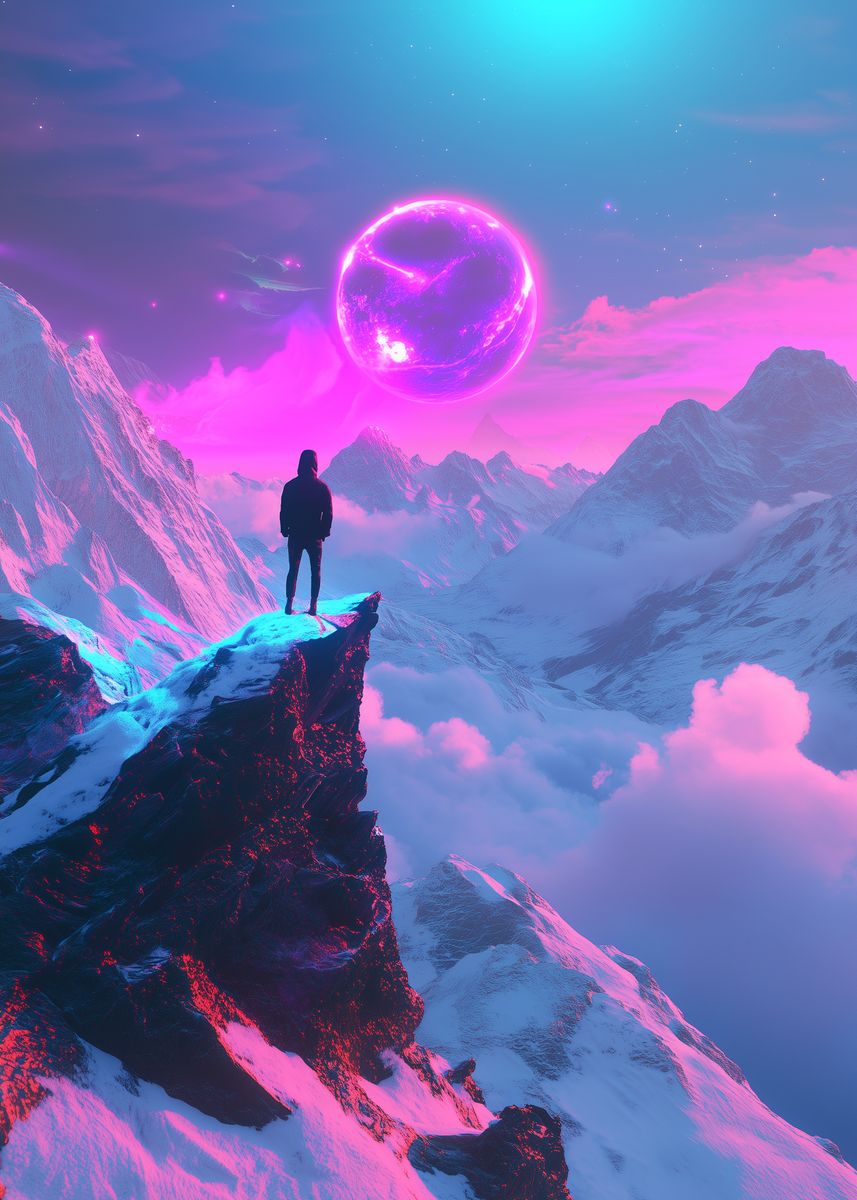 'Magic Night Mountain Landscape' Poster, picture, metal print, paint by ...