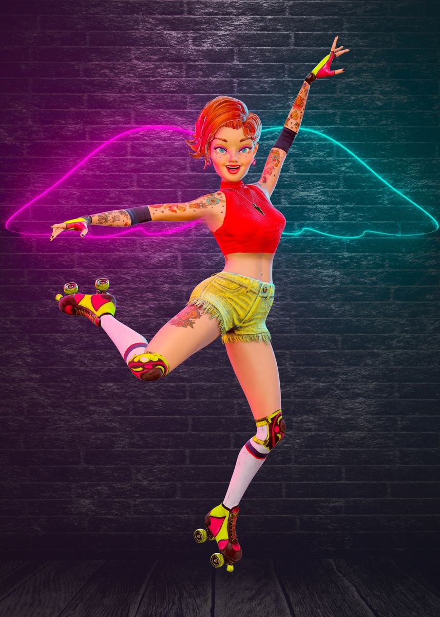 'Roller Skating Angel' Poster, picture, metal print, paint by stTara9 ...