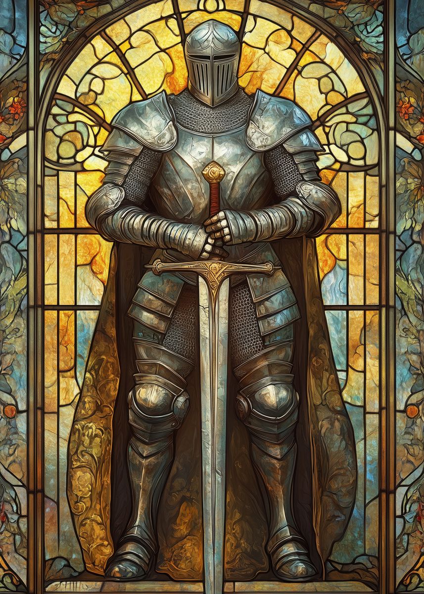 'Stained Glass Knight' Poster, picture, metal print, paint by ...
