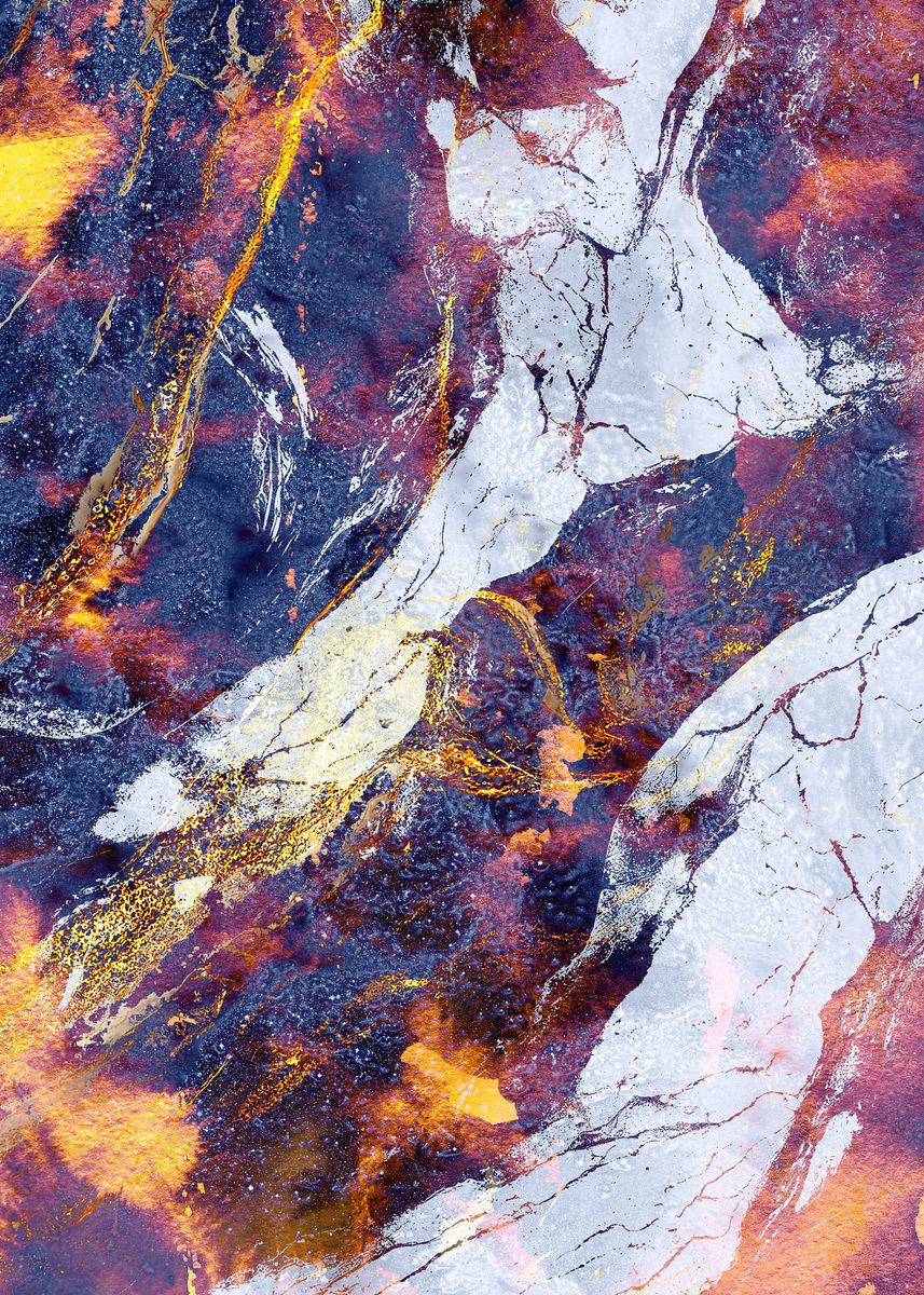 'Firestone Marble Flow' Poster, picture, metal print, paint by Cesar ...