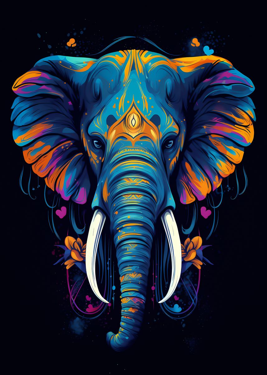 'Vibrant Elephant Art' Poster, picture, metal print, paint by K3xiao ...
