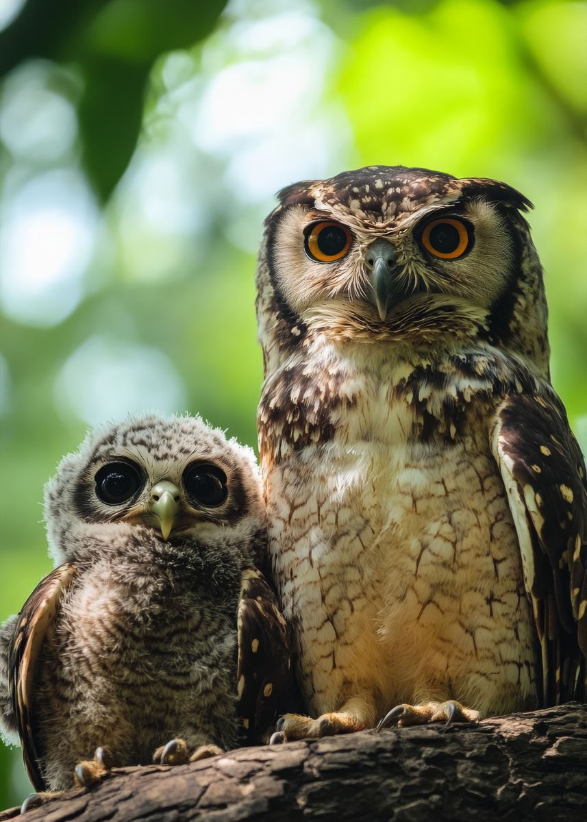 'Owl and Owlet' Poster, picture, metal print, paint by Kai Scope | Displate
