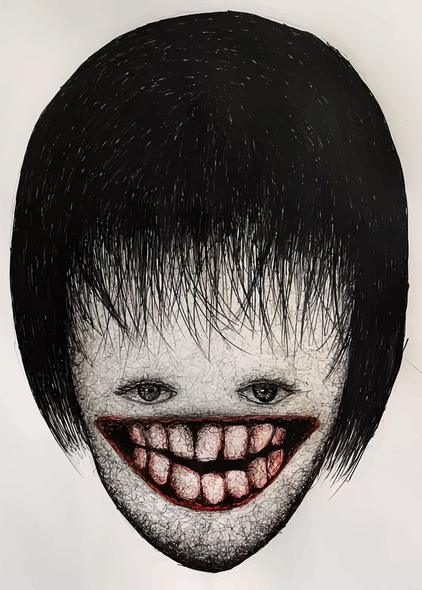 'Creepy Smile Drawing' Poster, picture, metal print, paint by | Displate