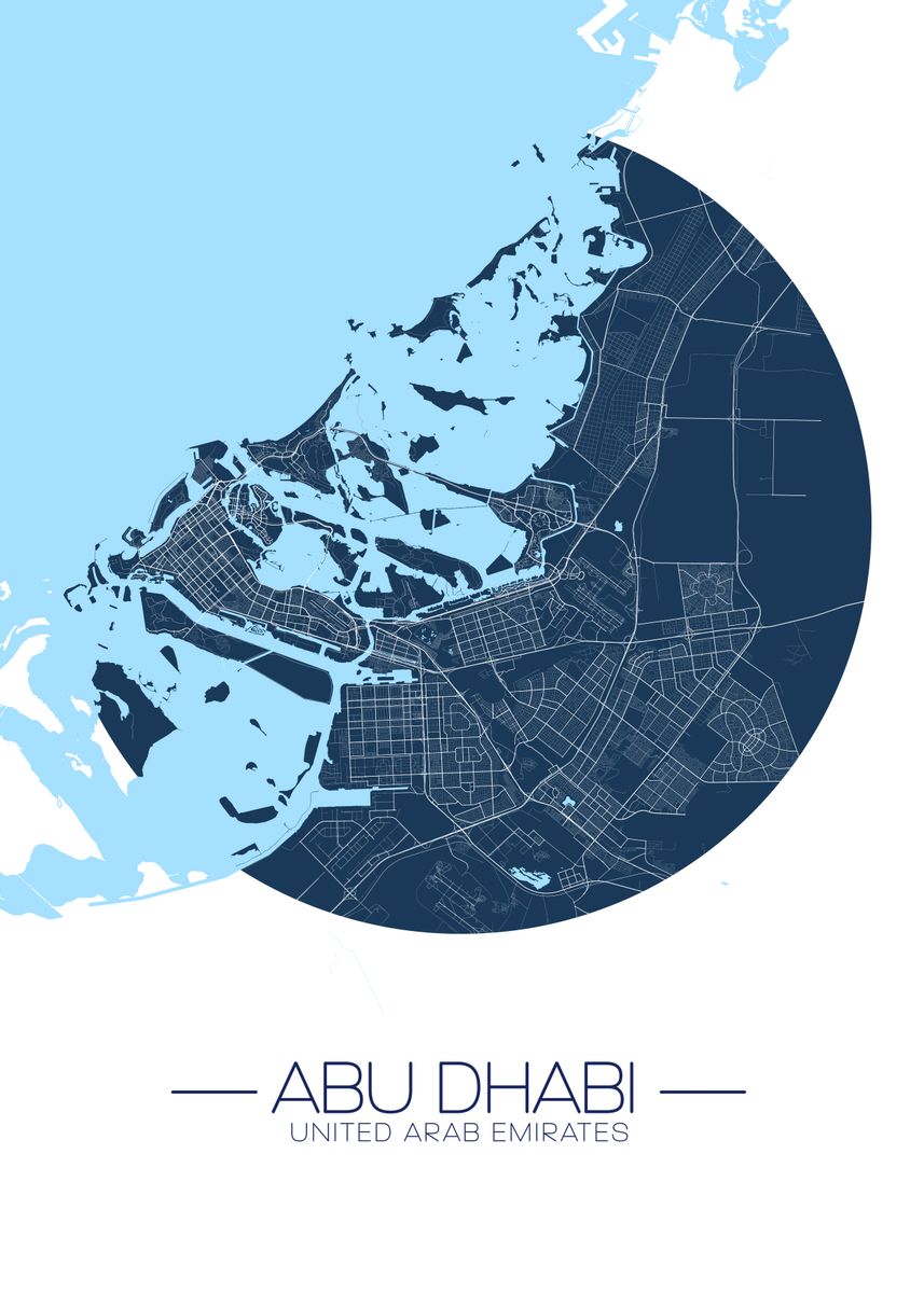 'Abu Dhabi City Map' Poster, picture, metal print, paint by ...