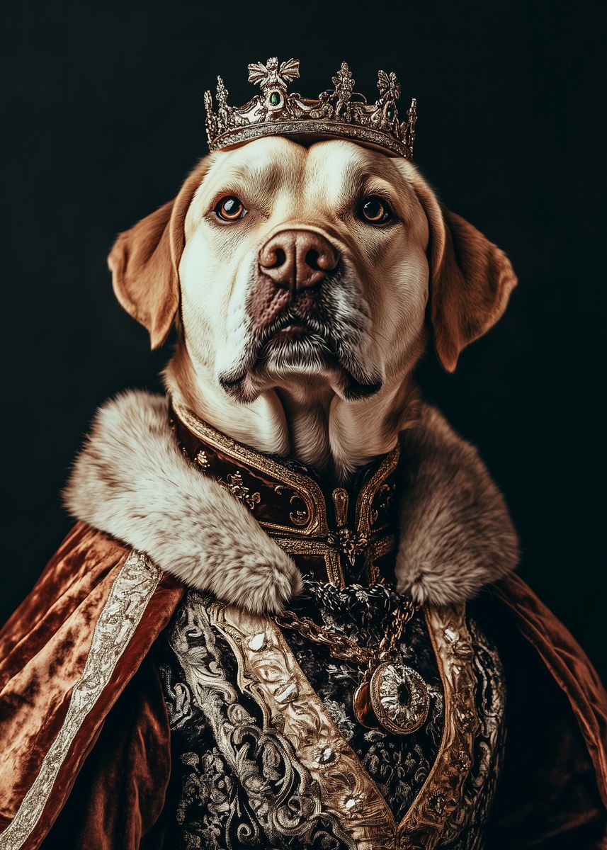 'Dog King Portrait' Poster, picture, metal print, paint by BOUNTEES ...