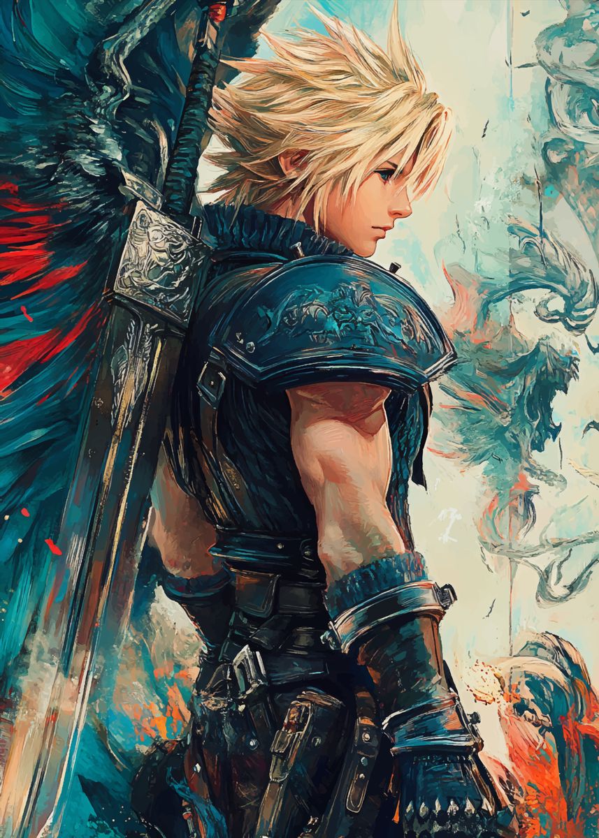 'Final Fantasy cloud strife' Poster, picture, metal print, paint by in ...