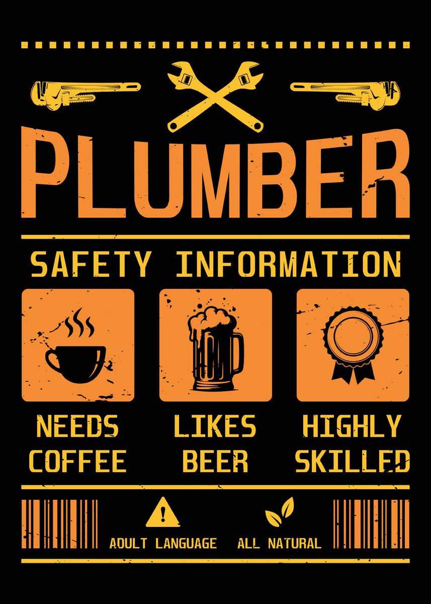 'Plumber Safety Information' Poster, picture, metal print, paint by ...