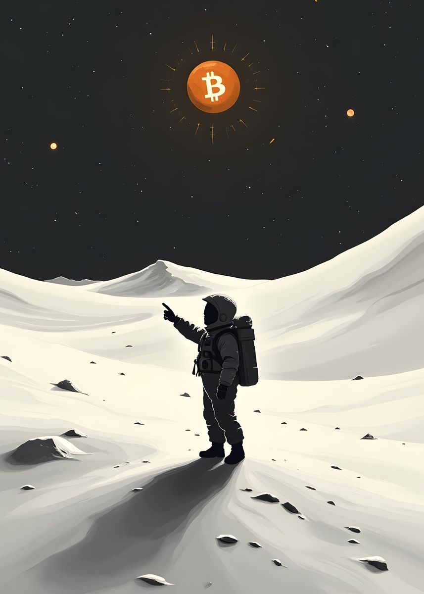 'Bitcoin on the Moon' Poster, picture, metal print, paint by Annam ...