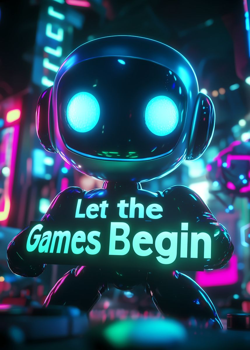 'Robot Gamer' Poster, picture, metal print, paint by Spooky Blob | Displate