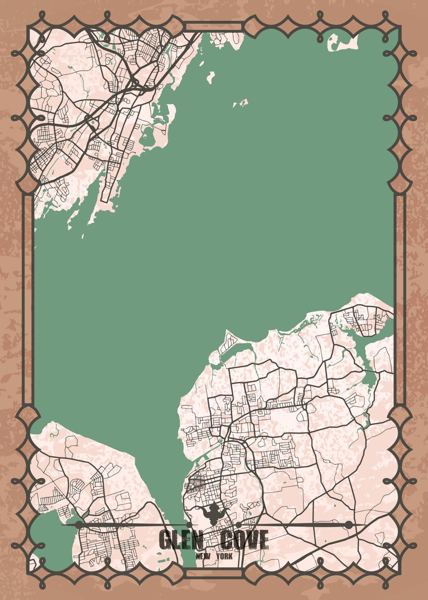 'Glen Cove City Map' Poster, picture, metal print, paint by DE Maps ...
