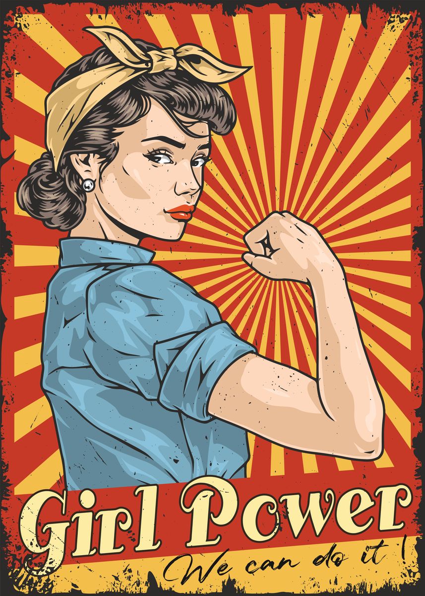 'Girl Power Vintage Poster' Poster, picture, metal print, paint by ...
