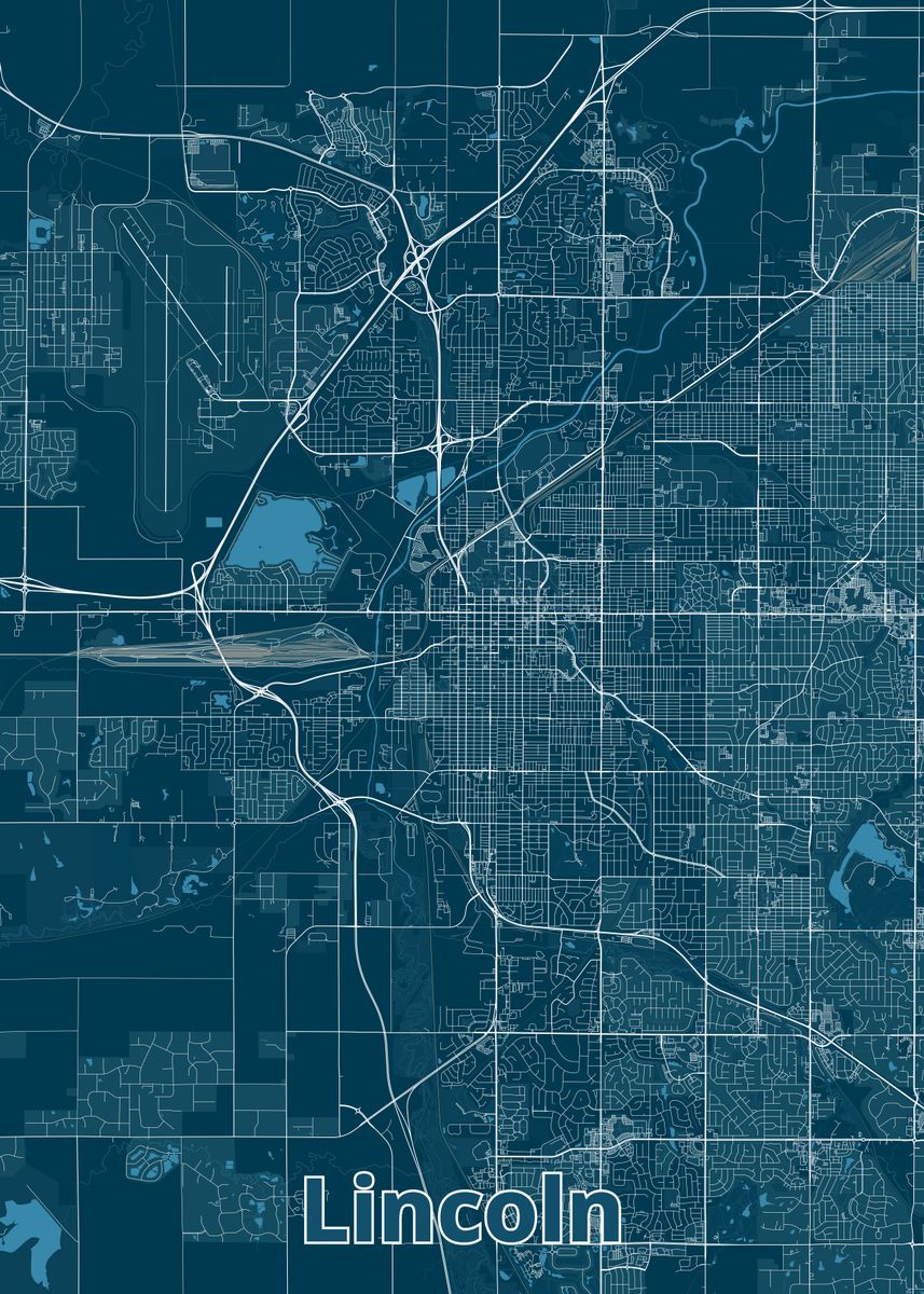 'Lincoln City Map' Poster, picture, metal print, paint by Sam Kal ...