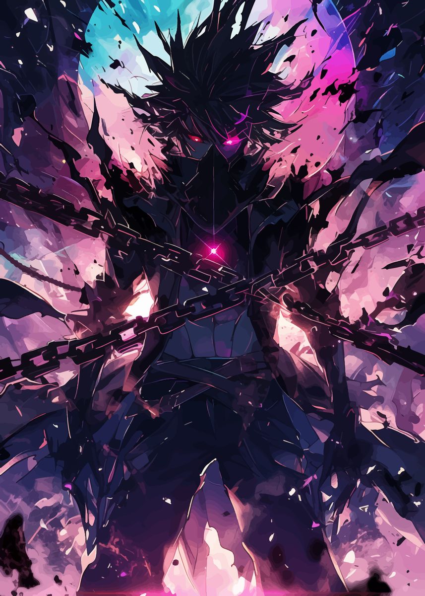 'Anime Character with Chains' Poster, picture, metal print, paint by ...