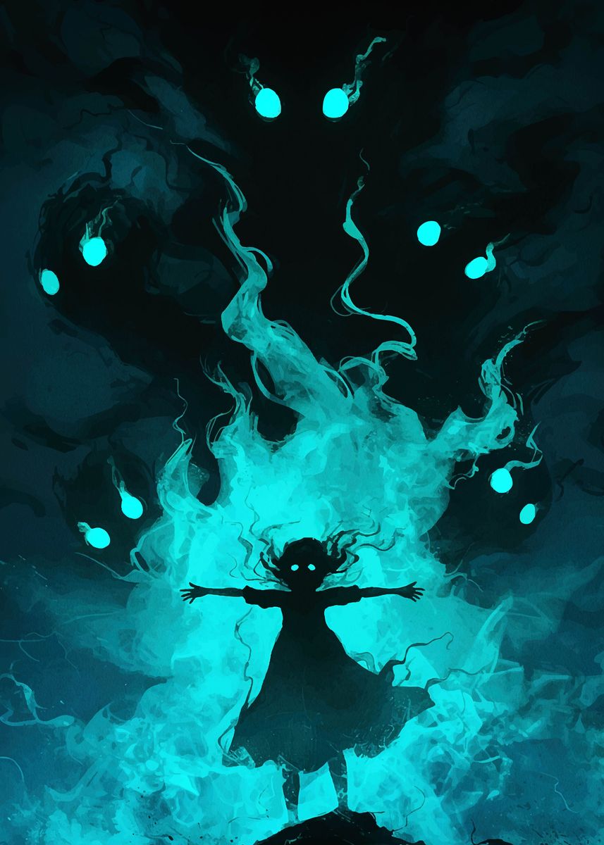 'Girl in Blue Flames' Poster, picture, metal print, paint by Traci ...