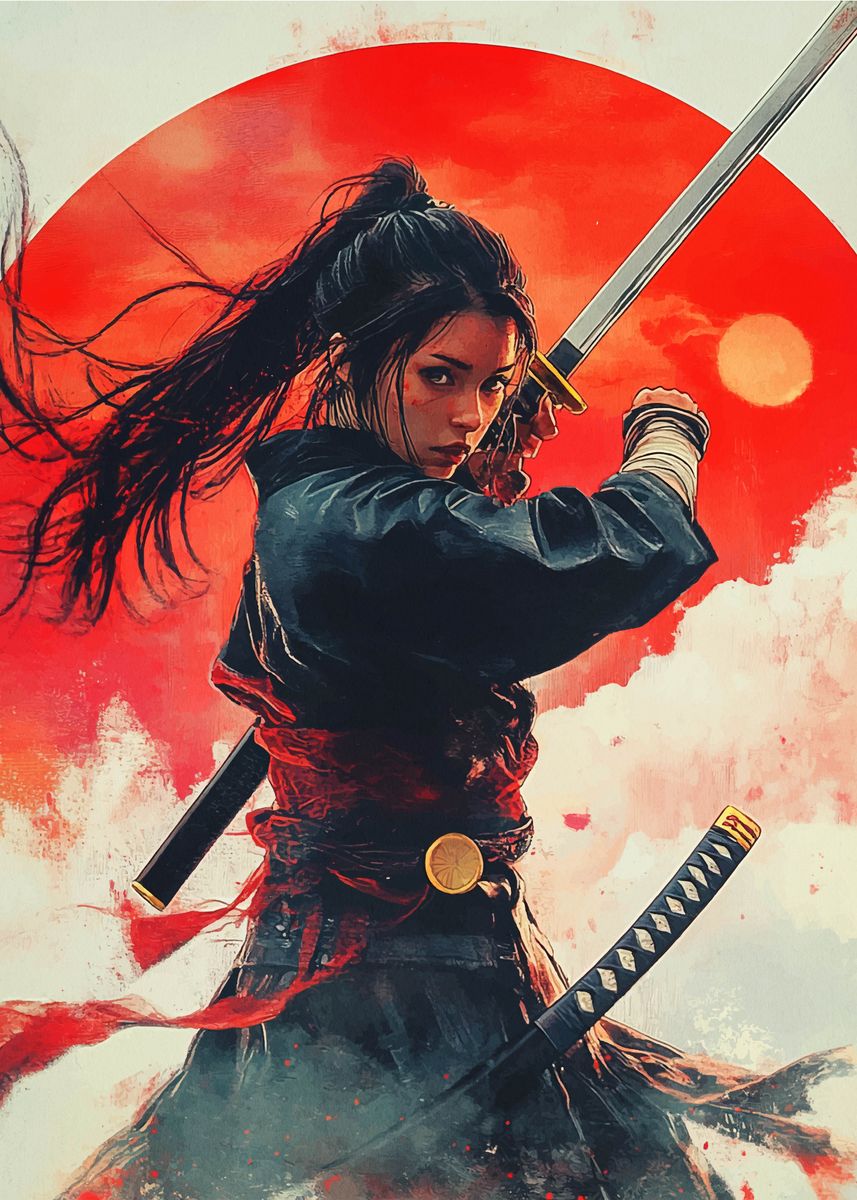 'Samurai Woman Warrior' Poster, picture, metal print, paint by Jayden ...