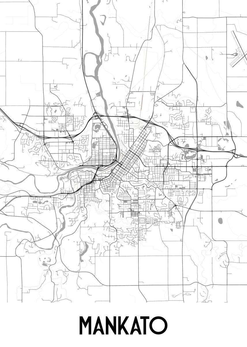 'Mankato City Map' Poster, picture, metal print, paint by Sam Kal ...
