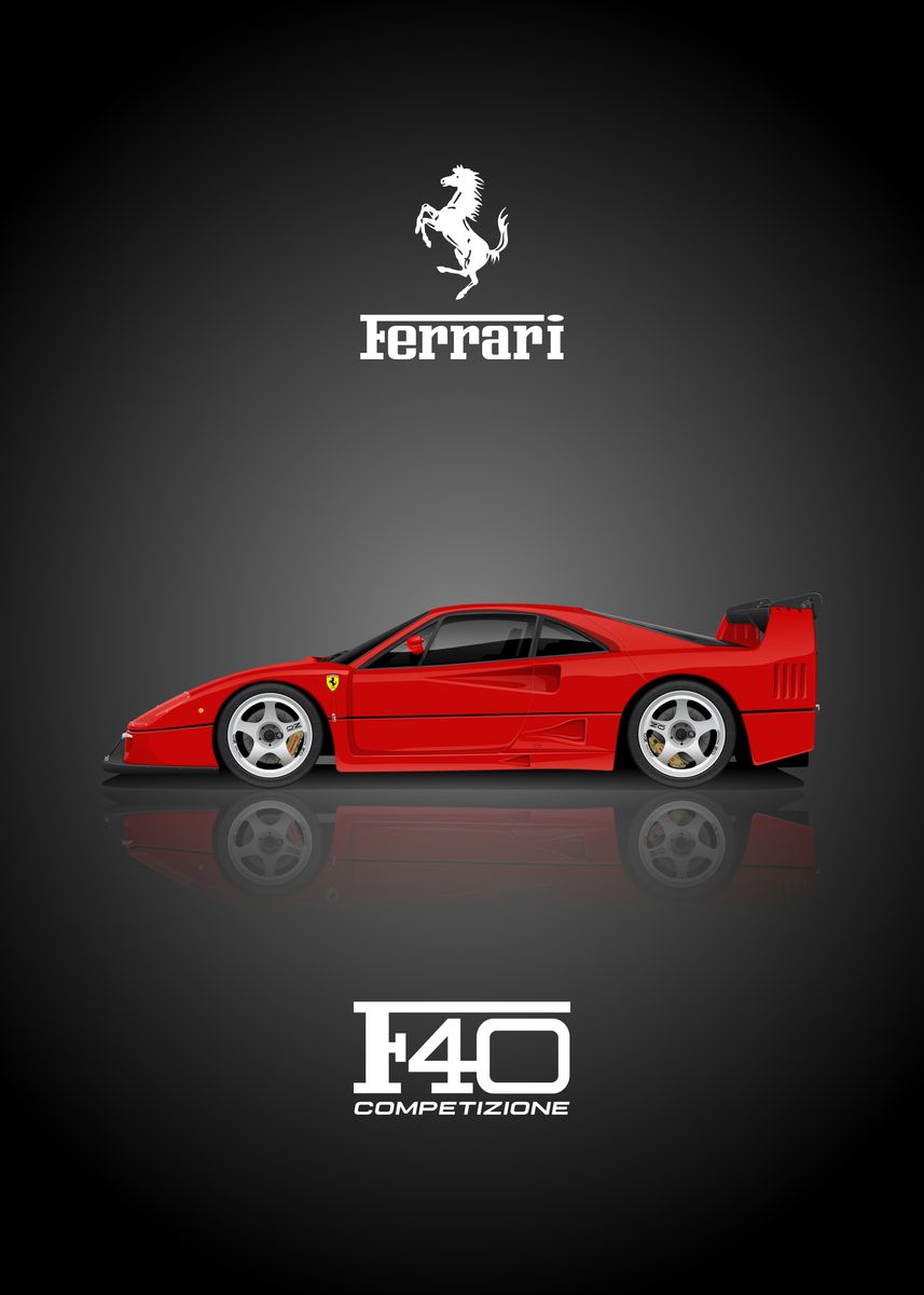 'Ferrari F40 Competizione' Poster, picture, metal print, paint by ...