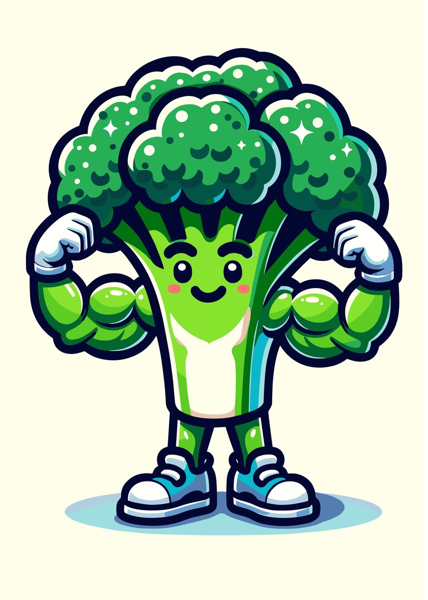 'Strong Broccoli Mascot' Poster, picture, metal print, paint by tao ga ...