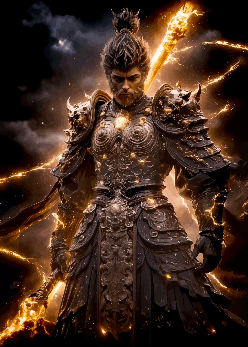 'Golden Warrior' Poster, picture, metal print, paint by Judelowe | Displate