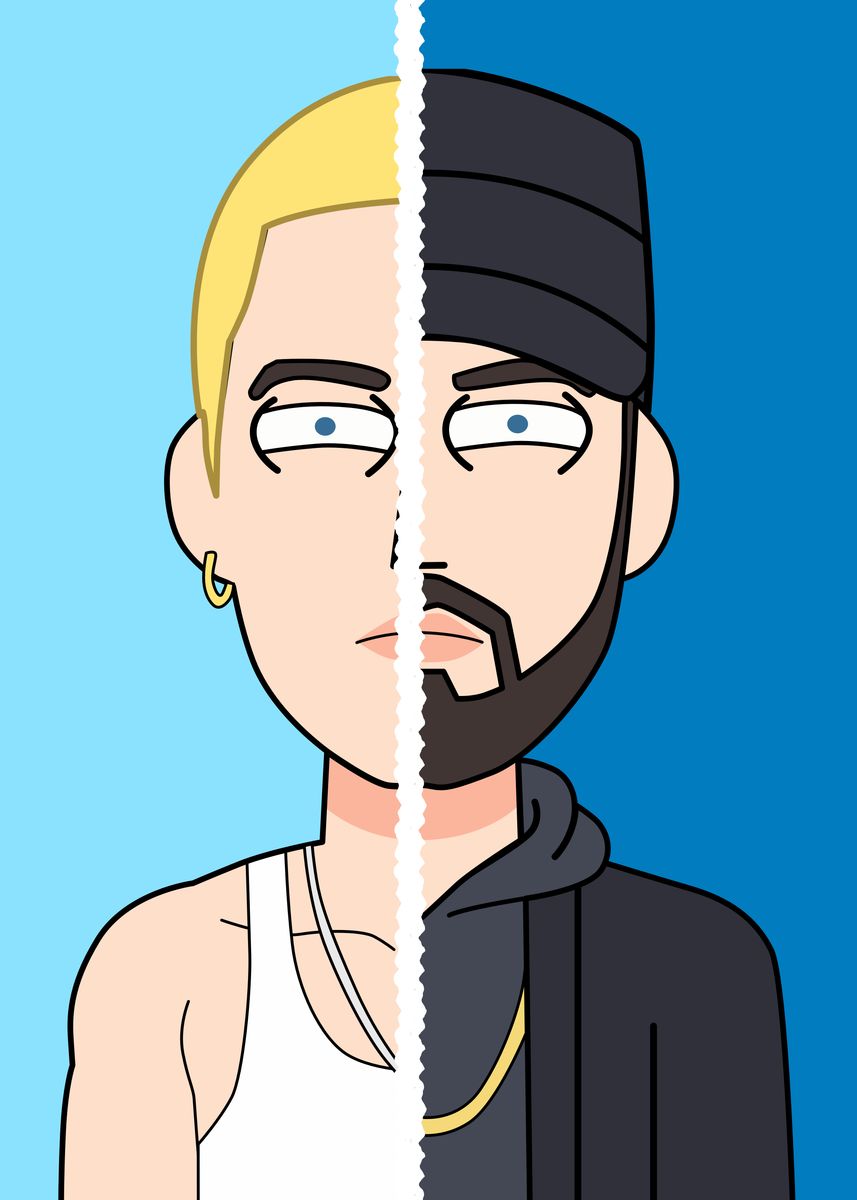 'Emiem Cartoon Portrait' Poster, picture, metal print, paint by geeks ...