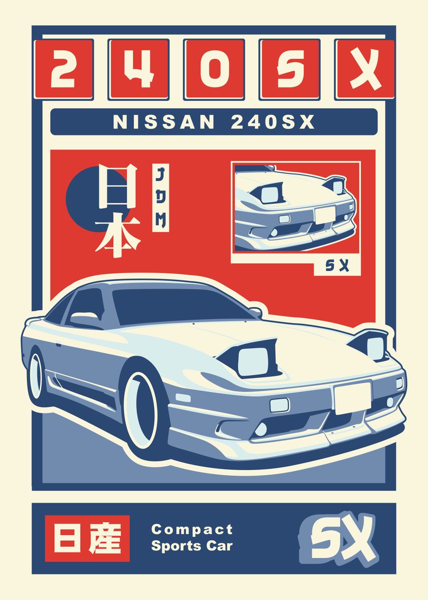 'Nissan 240SX' Poster, picture, metal print, paint by Muezzahero | Displate