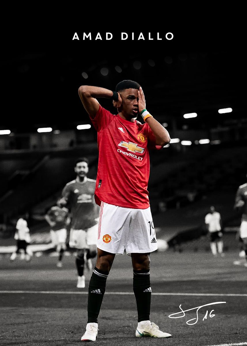 'Amad Diallo Manchester United' Poster, picture, metal print, paint by ...