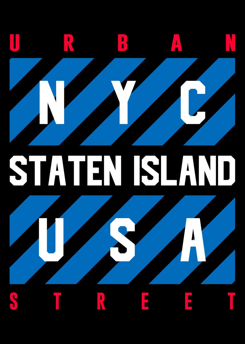'NYC Staten Island Street Graphic' Poster, picture, metal print, paint ...