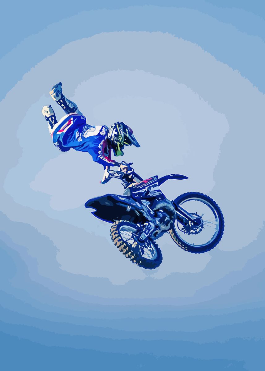 'Motocross Jump' Poster, picture, metal print, paint by ArtOmoro | Displate