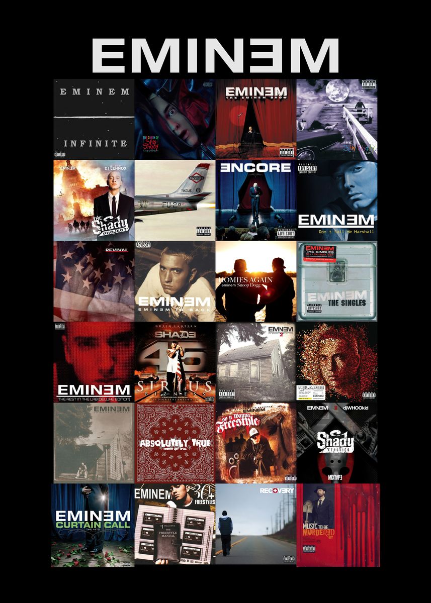 'Eminem Collage Album Poste' Poster, picture, metal print, paint by ...