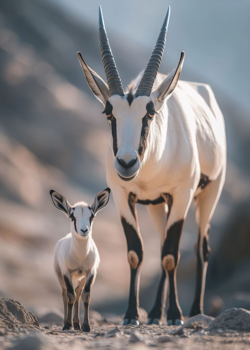 'Oryx and Fawn' Poster, picture, metal print, paint by Kai Scope | Displate