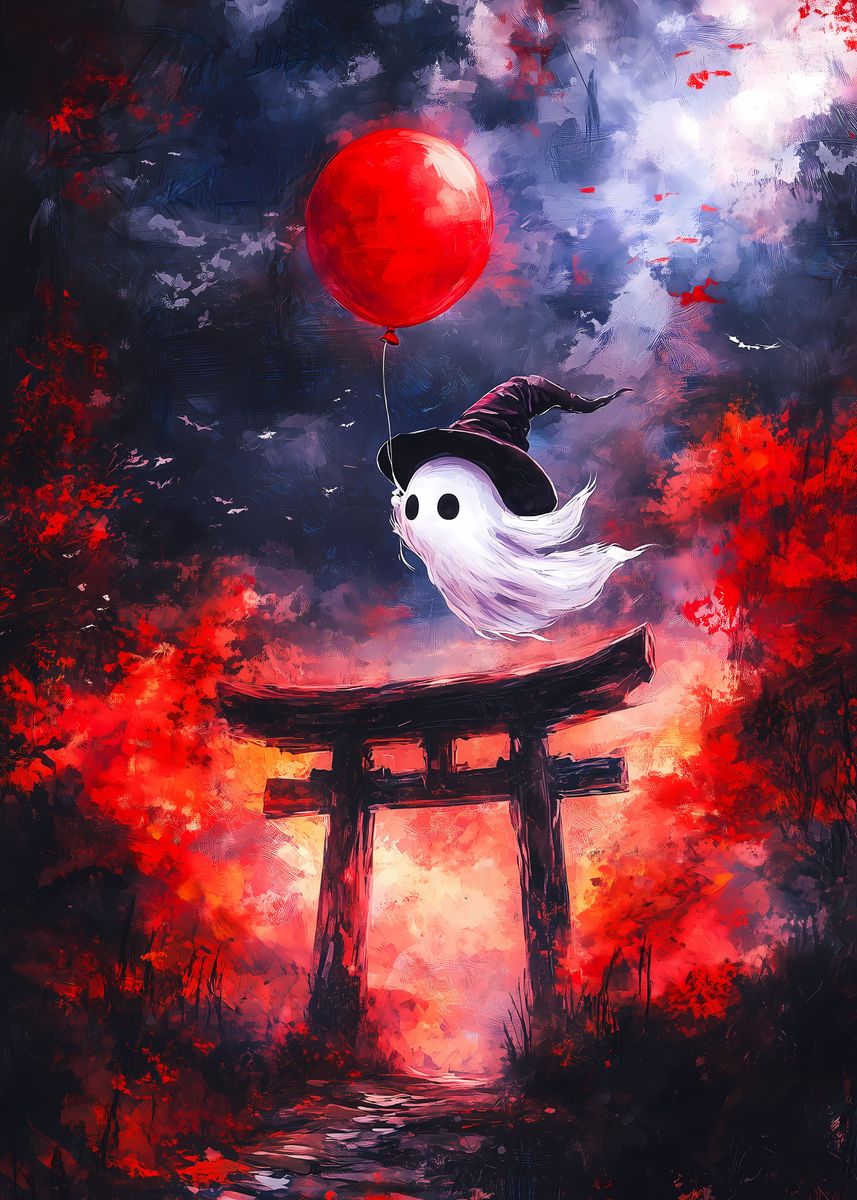 'Ghost with Balloon' Poster, picture, metal print, paint by ...