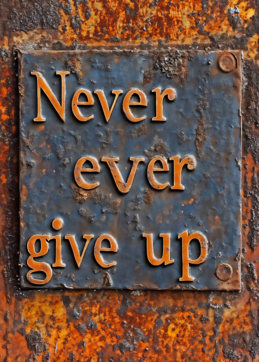 'Never Give Up' Poster, picture, metal print, paint by Mark Vincent Verallo | Displate