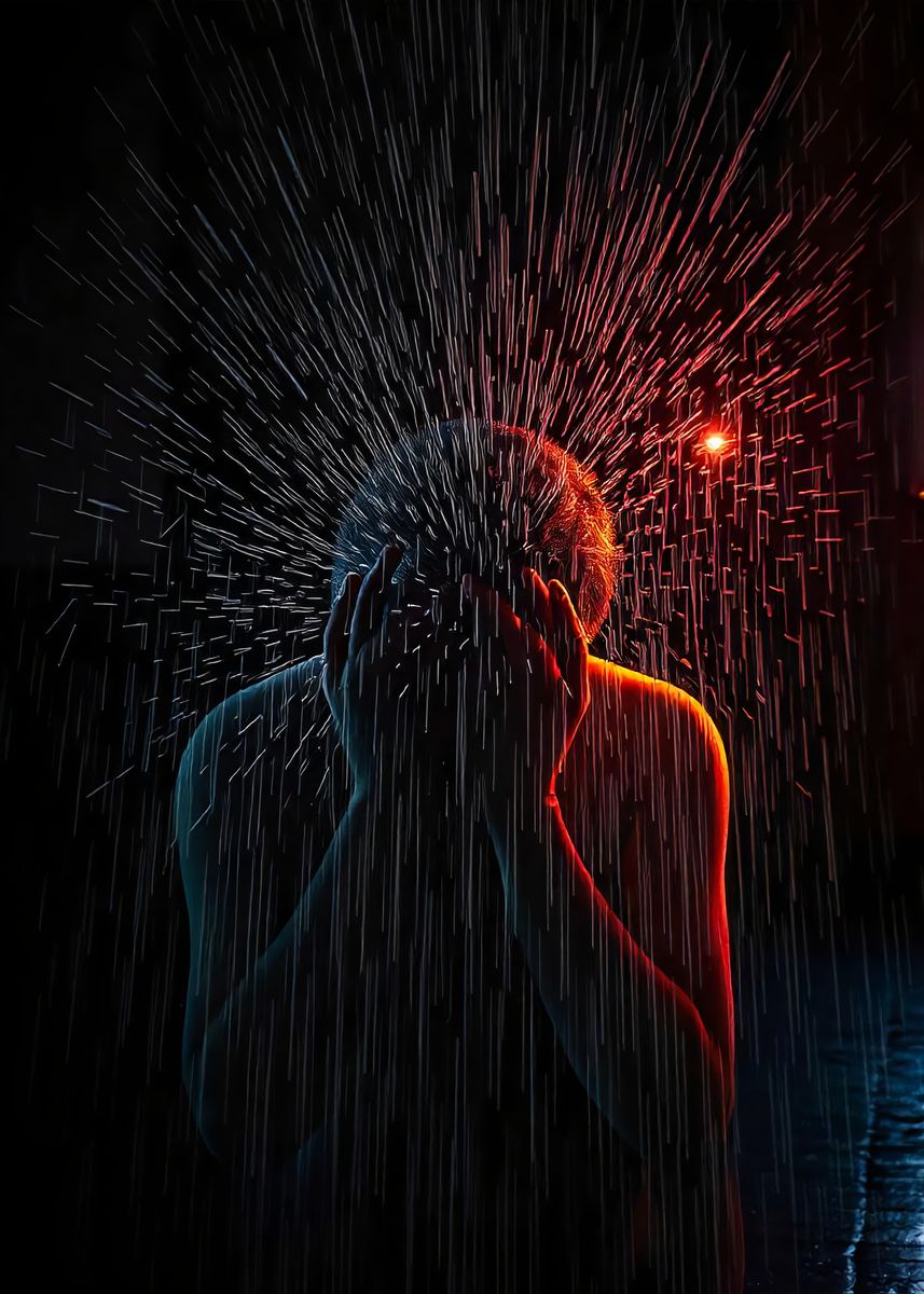 'Depression Emotional Expression Rain' Poster, picture, metal print ...