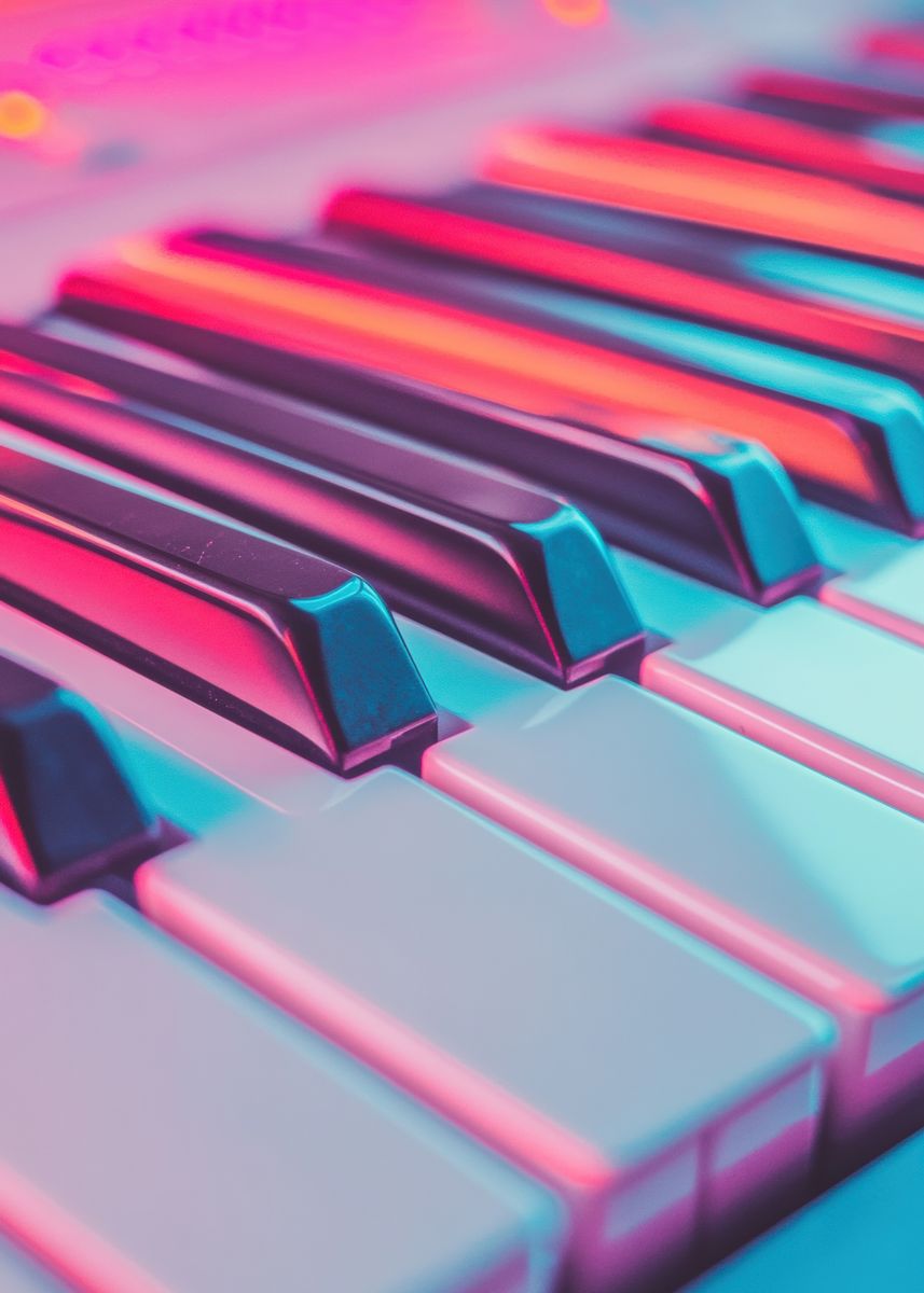 'Neon Piano Keys' Poster, picture, metal print, paint by AlphaZXV ...