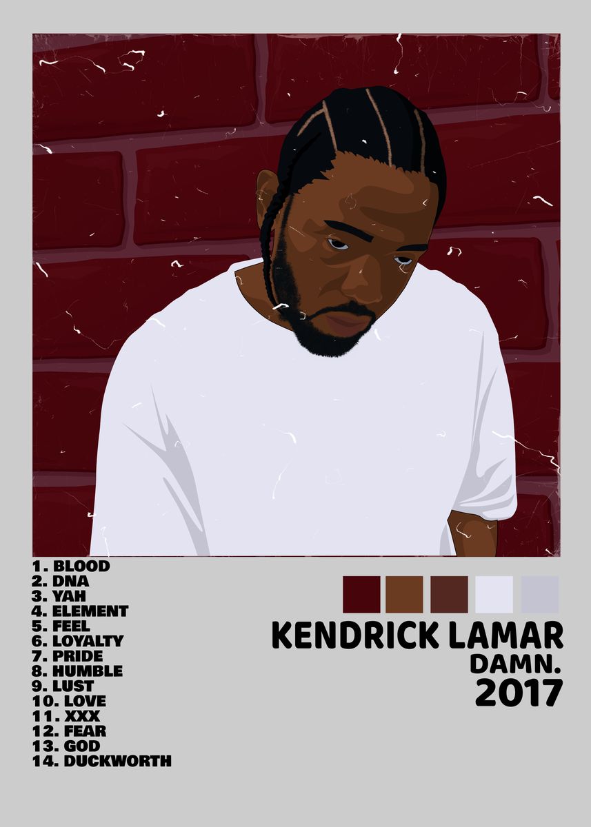 'Kendrick Lamar DAMN. Album Cover' Poster, picture, metal print, paint ...