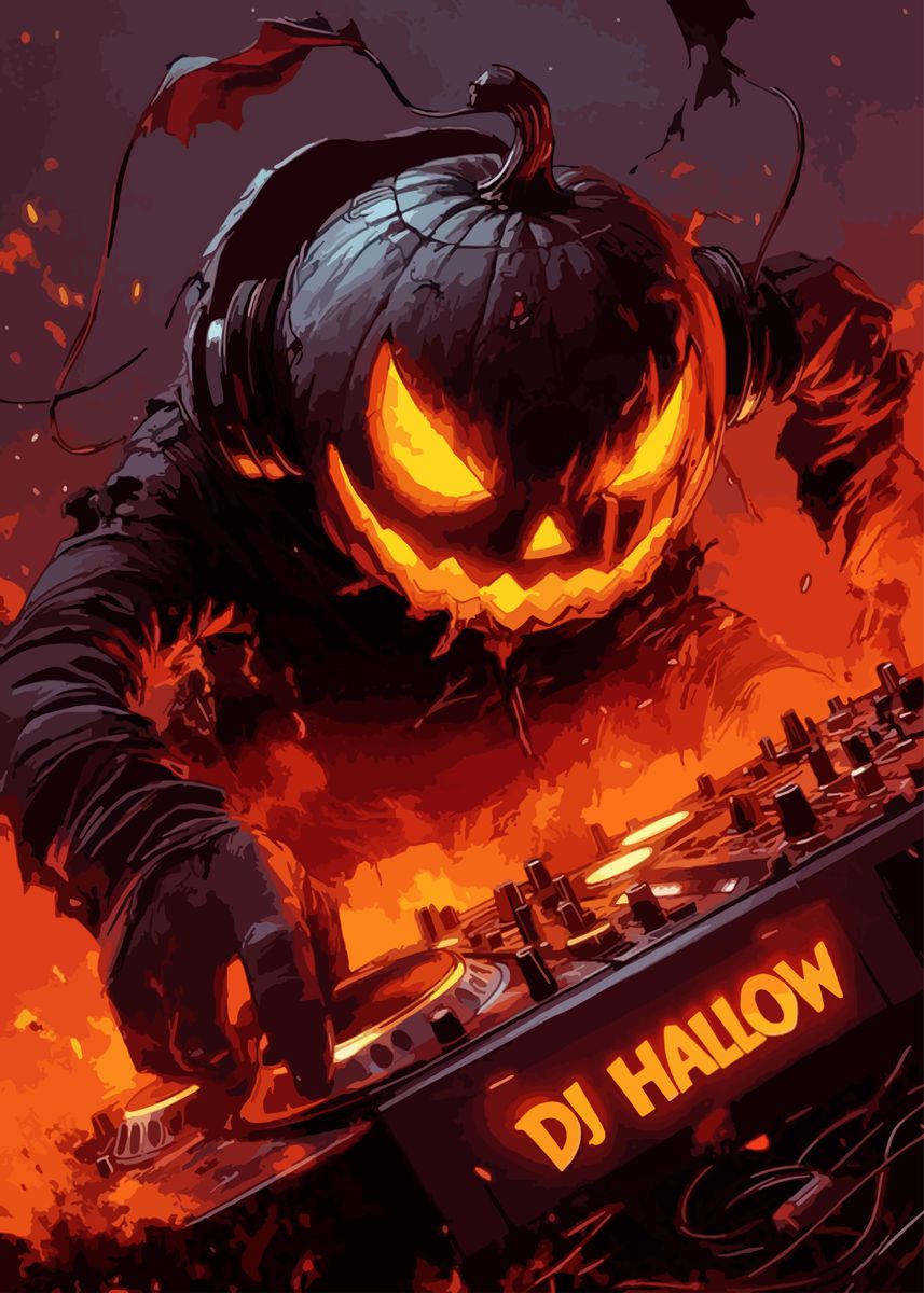 'Pumpkin DJ Hallow' Poster, picture, metal print, paint by PIECEE ...