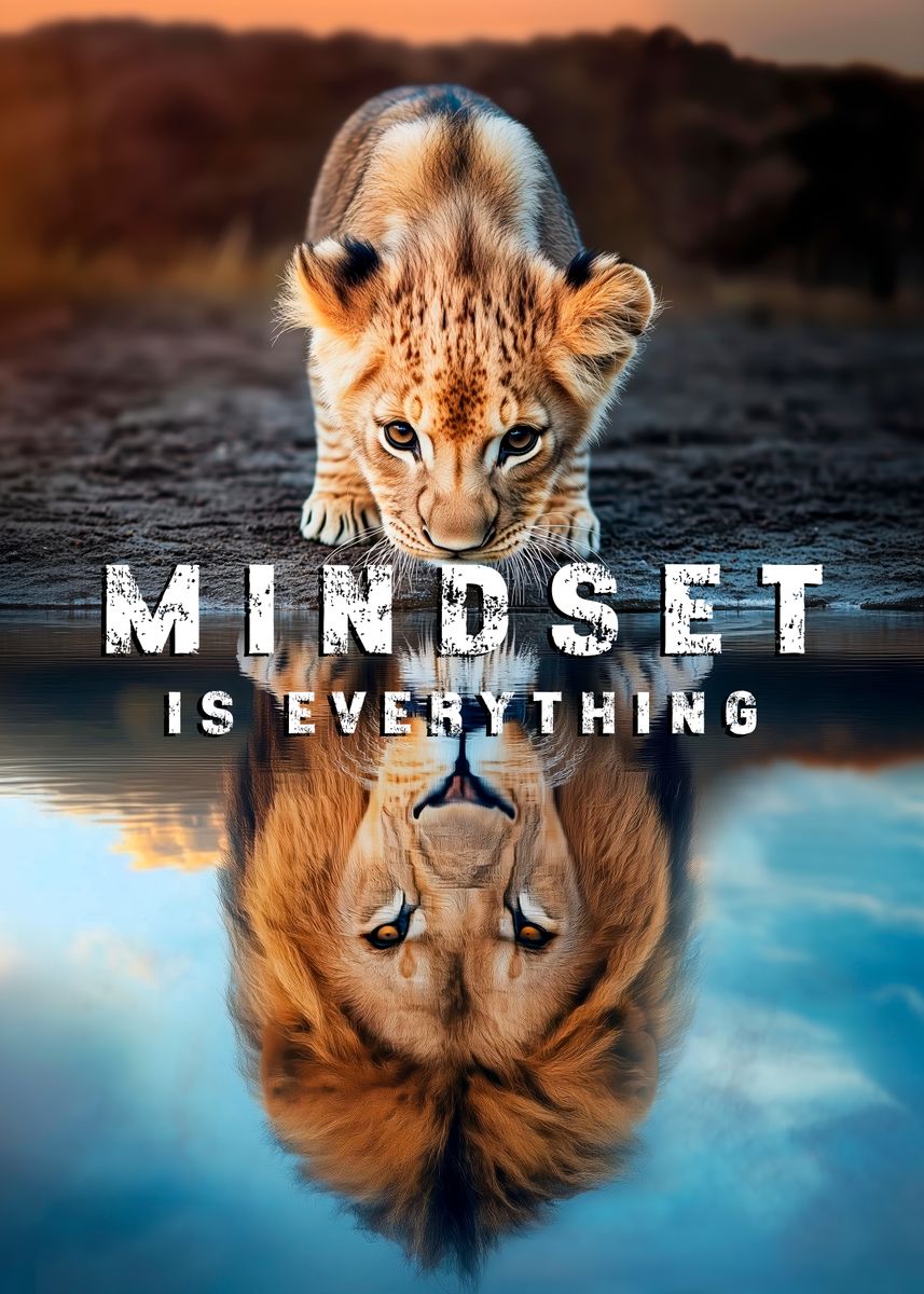 'Lion Cub Mindset Poster' Poster, picture, metal print, paint by The creative Hub | Displate