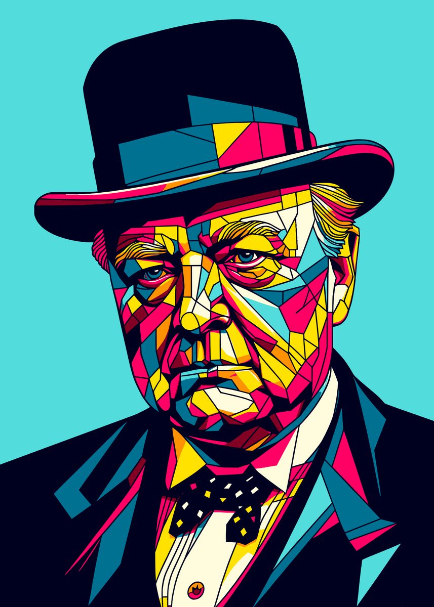 'Winston Churchill Pop Art wpap' Poster, picture, metal print, paint by ...