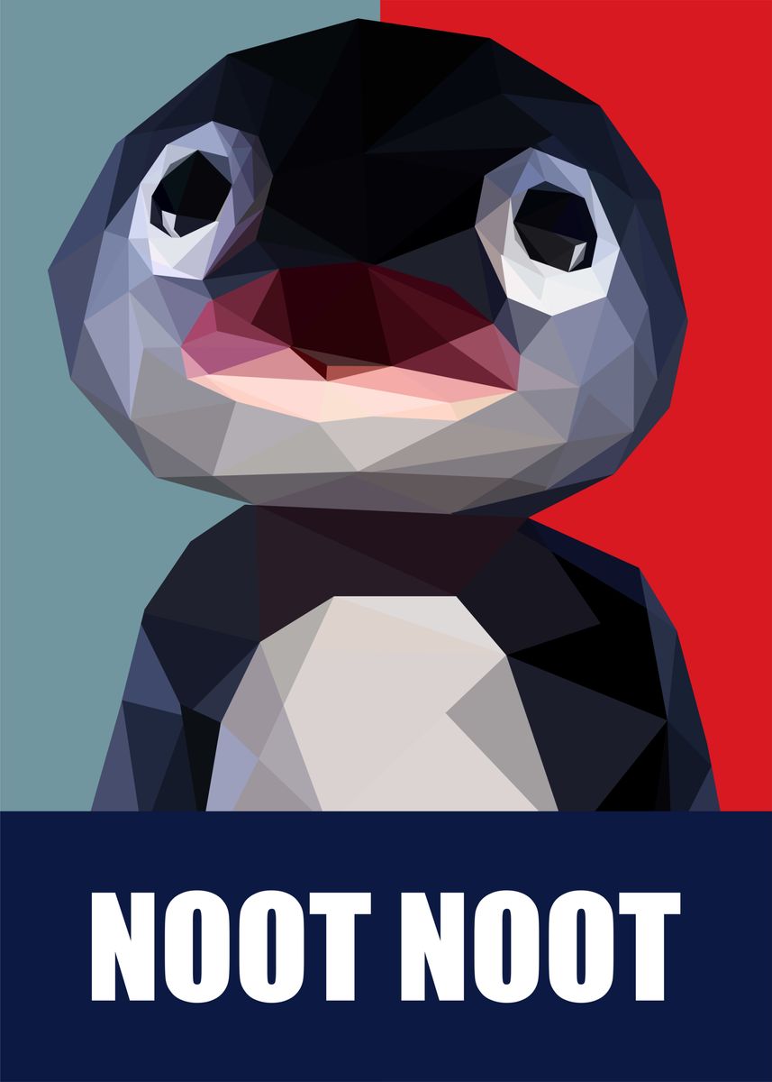 'Penguin traumatized meme' Poster, picture, metal print, paint by ...