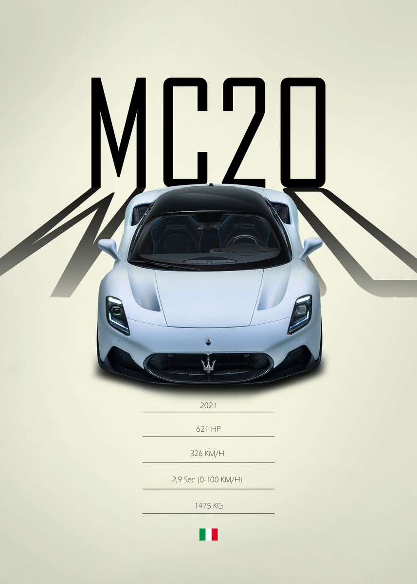 'Maserati MC20' Poster, picture, metal print, paint by ...