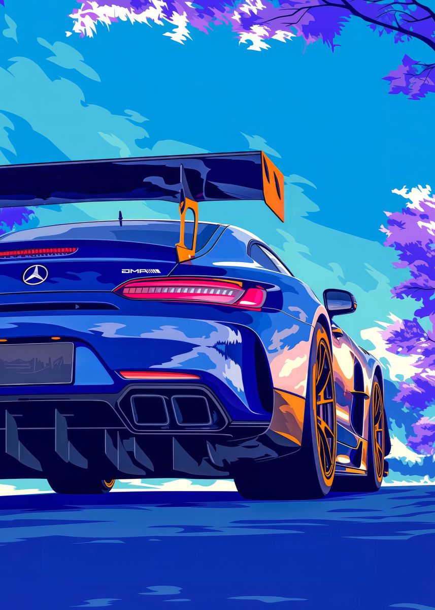 'Blue Mercedes AMG GT' Poster, picture, metal print, paint by Fresh ...