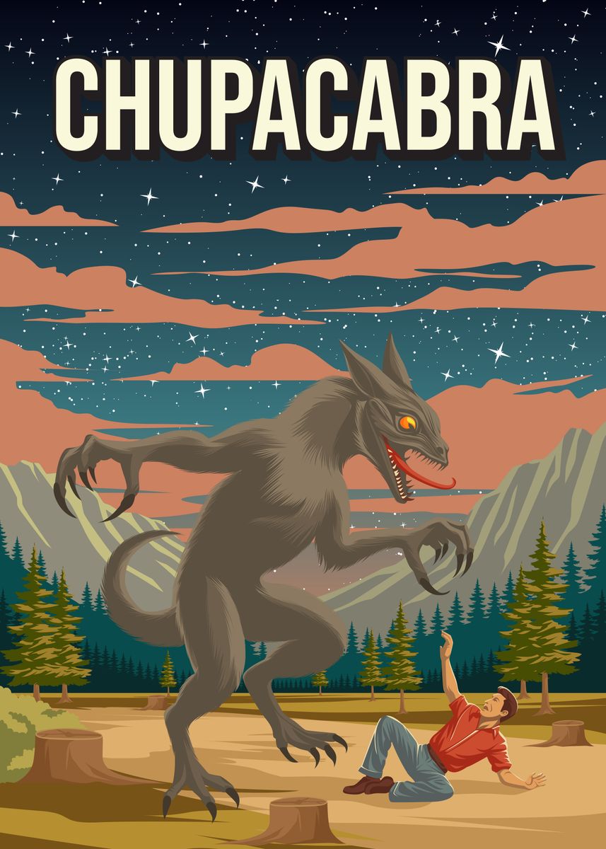 'Chupacabra Cryptid Travel Poster Monster' Poster, picture, metal print ...